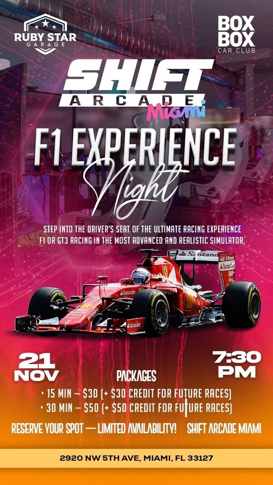 BOXBOX Vegas GP Sim Night Popu… | Partiful